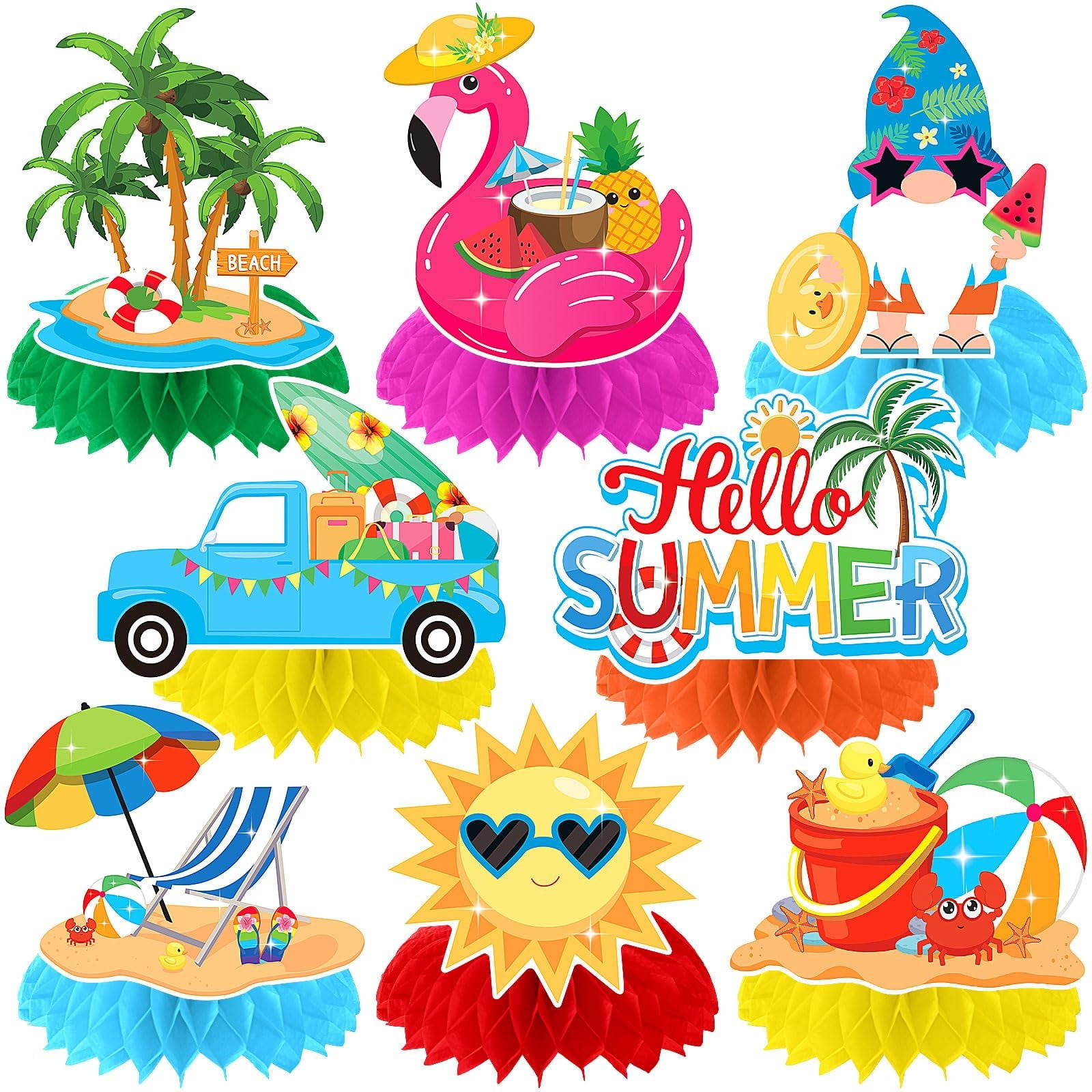 JULMELON 8PCS Summer Party Decorations Honeycomb Centerpiece, 3D Double ...