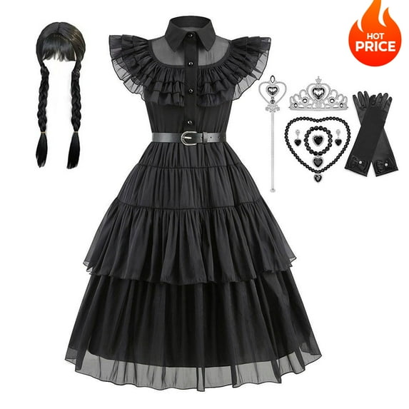 JULY KK Toddler Wednesday Addams Costume for Baby Girls Halloween Dress ...