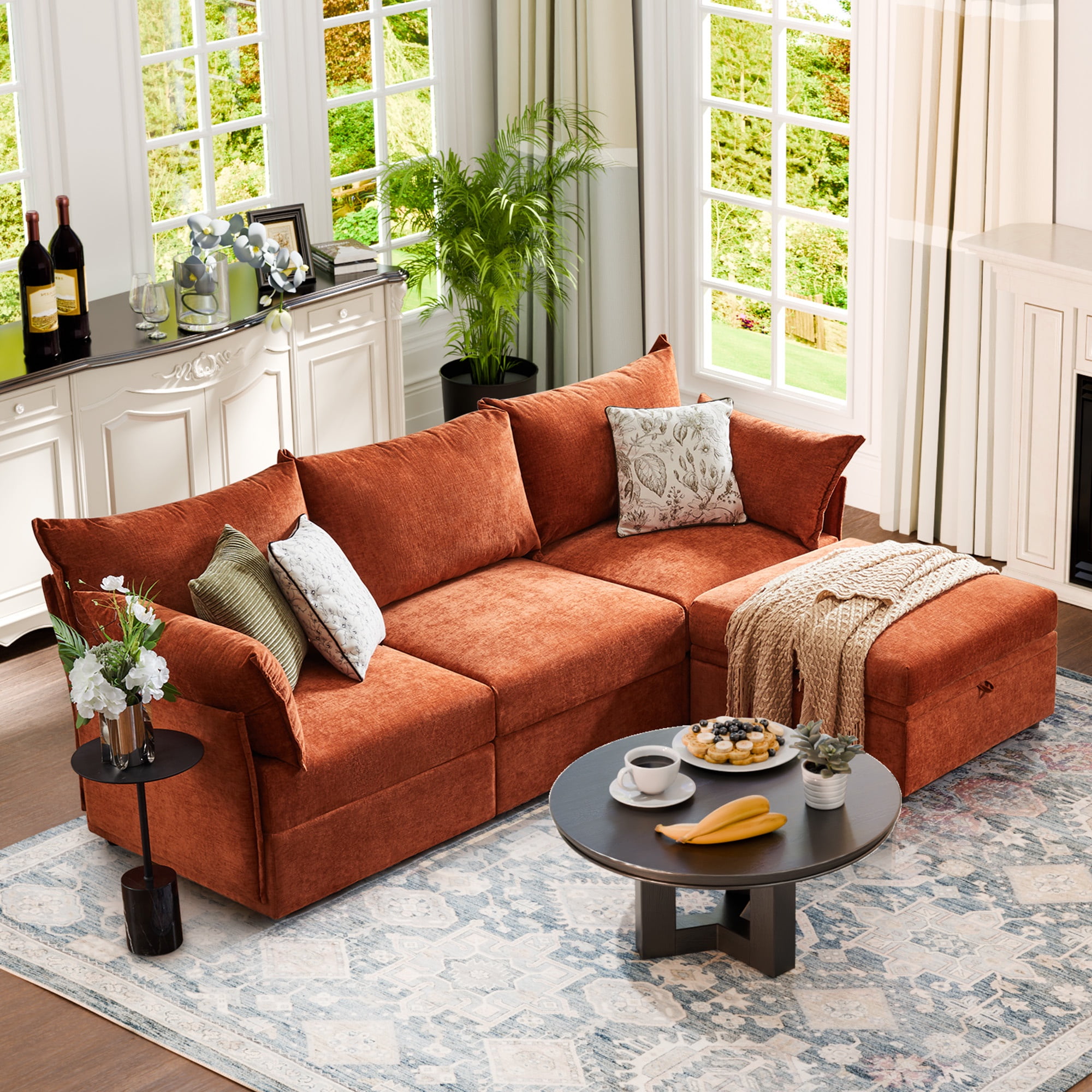 JULY'S SONG 102.6" Modular Sectional Sofa, L Shaped Couch Set for Living Room, 3-Seater Comfy ...