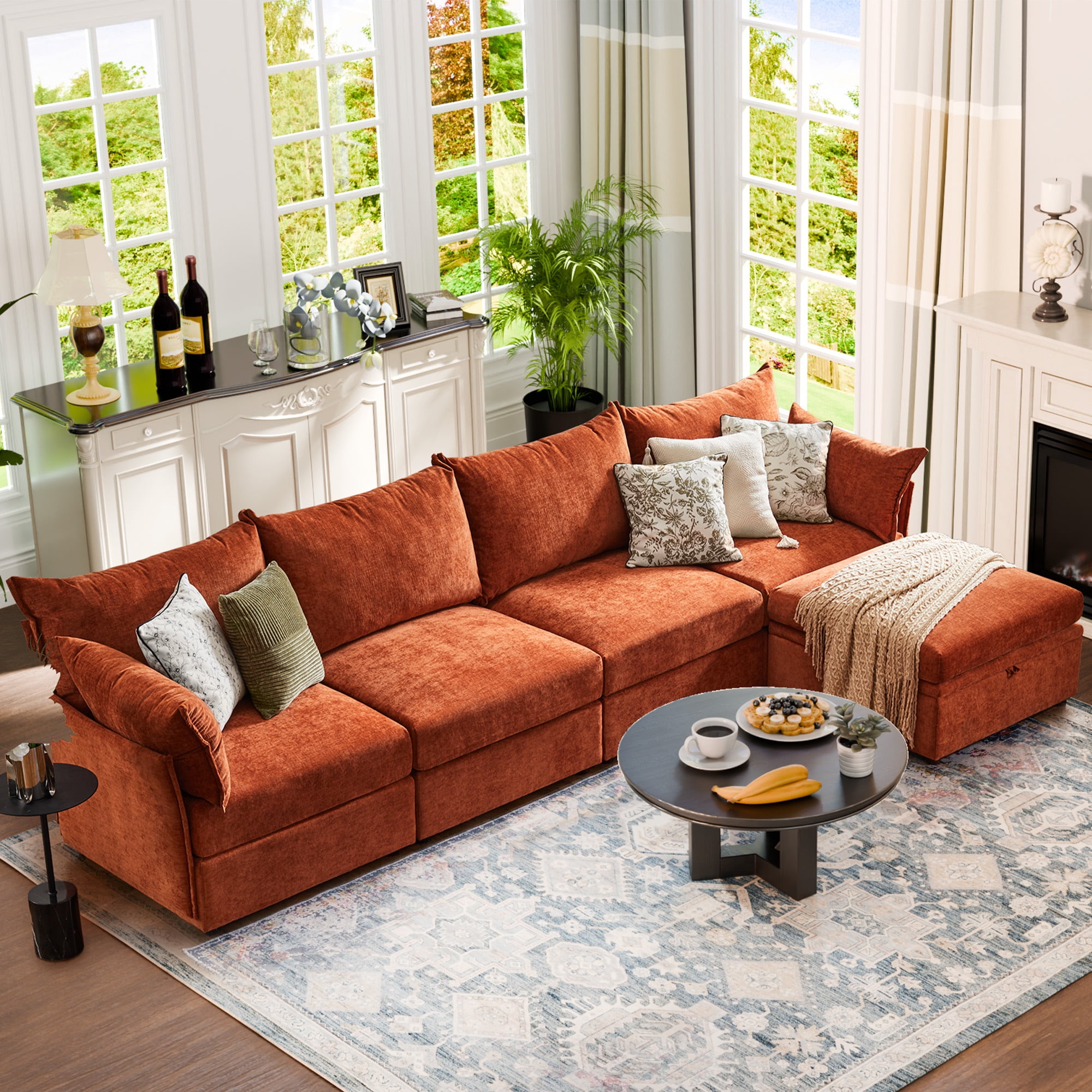 JULY'S SONG 134.6" Luxury Modular Sectional Convertible Sofa with ...
