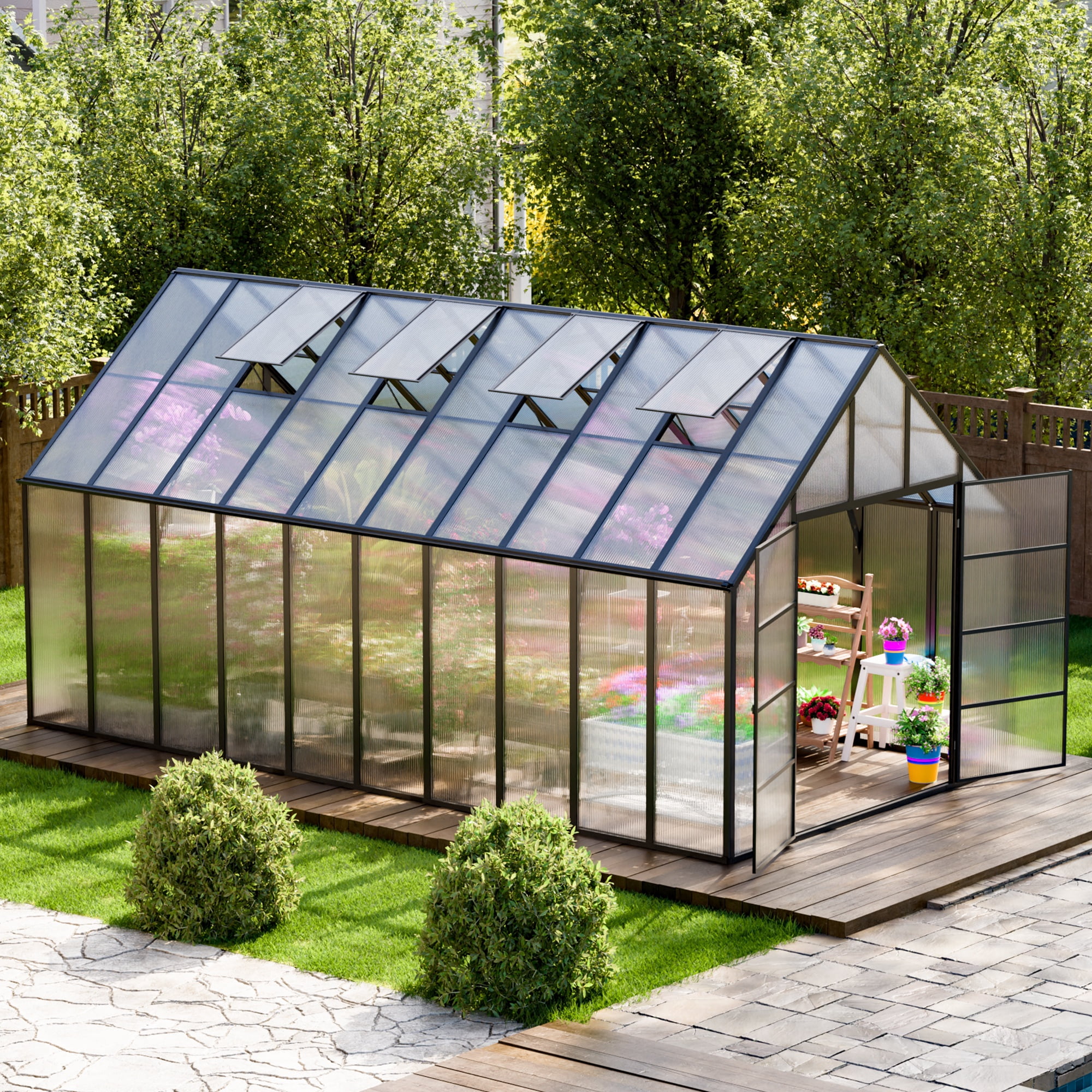 JULY'S SONG 20'x10' Outdoor Greenhouse Kit, Polycarbonate Green House ...