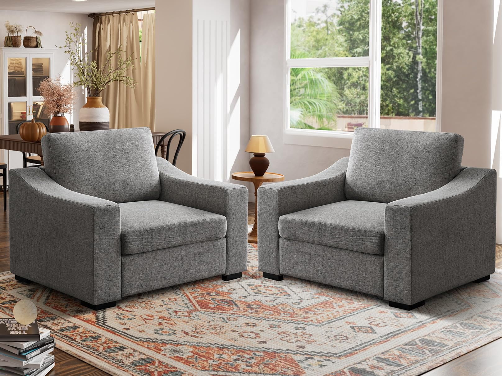 JULY'S SONG 48" W Accent Chair set of 2, Modern Oversized Reading Chair ...