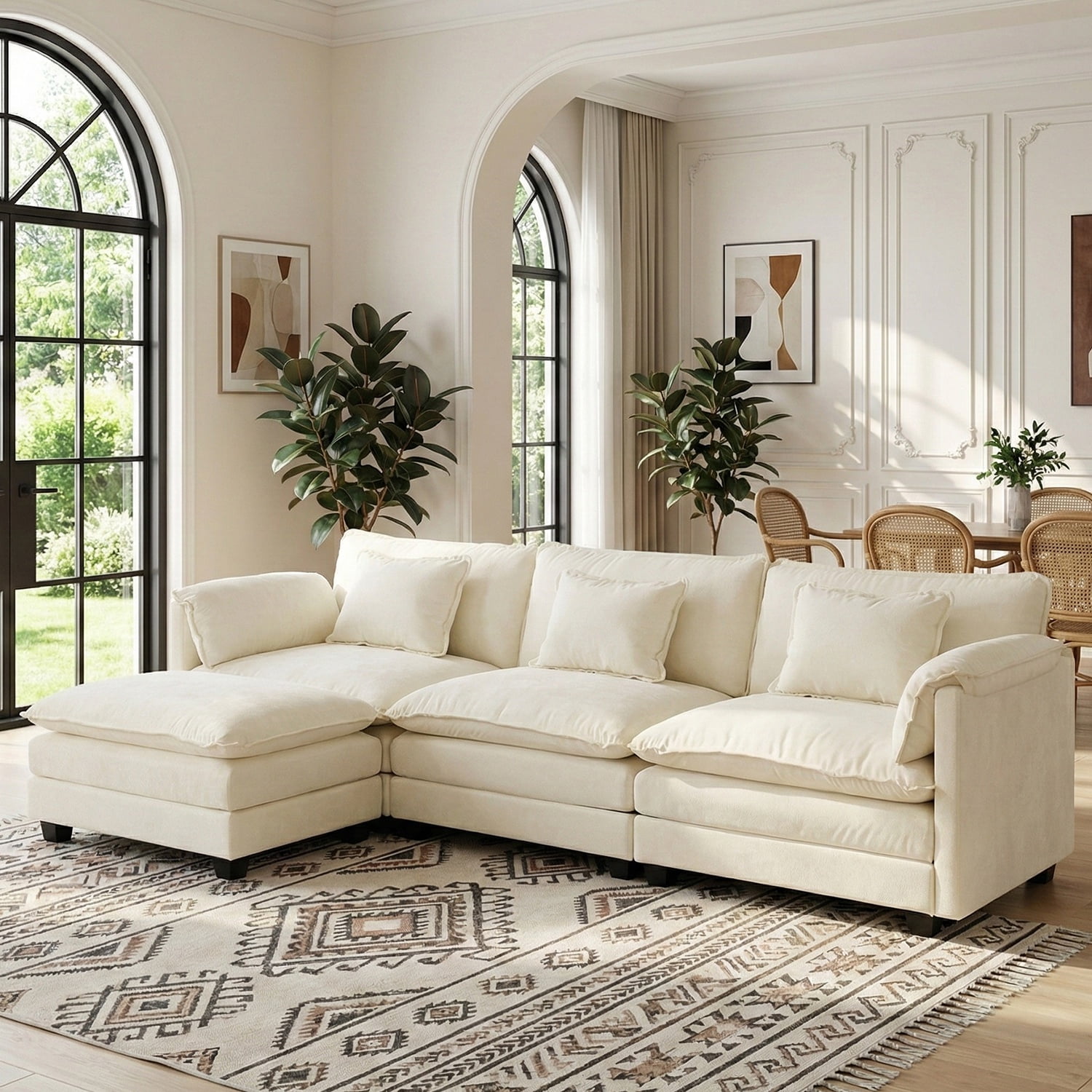 CDCASA L Shaped Couch Set, 3-Seater Modular Sectional Sofa with Movable ...