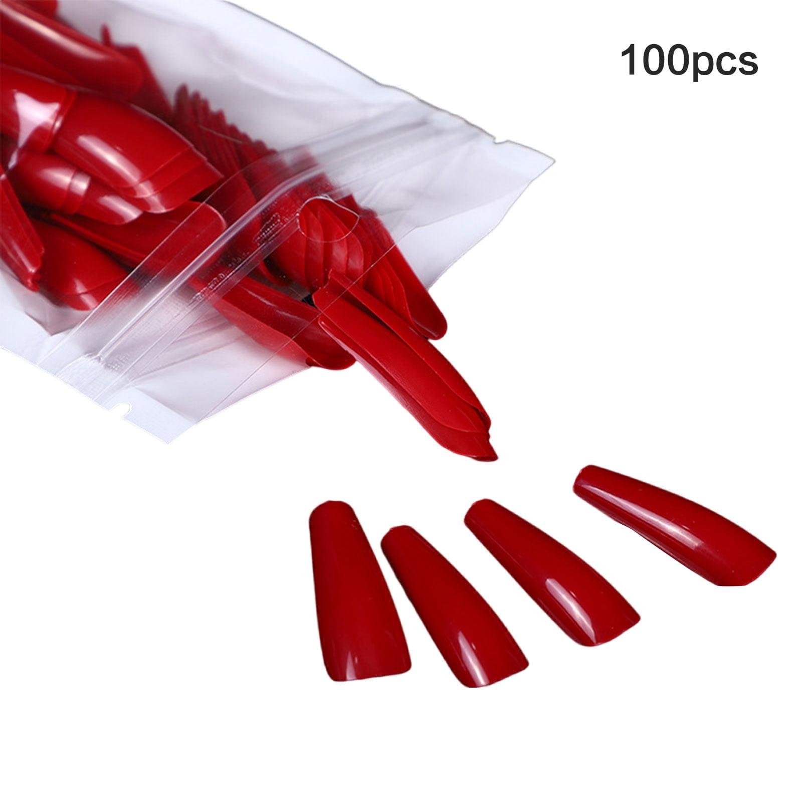 JULYING French Ballerina Coffin False Nails Solid Color Natural Press ...