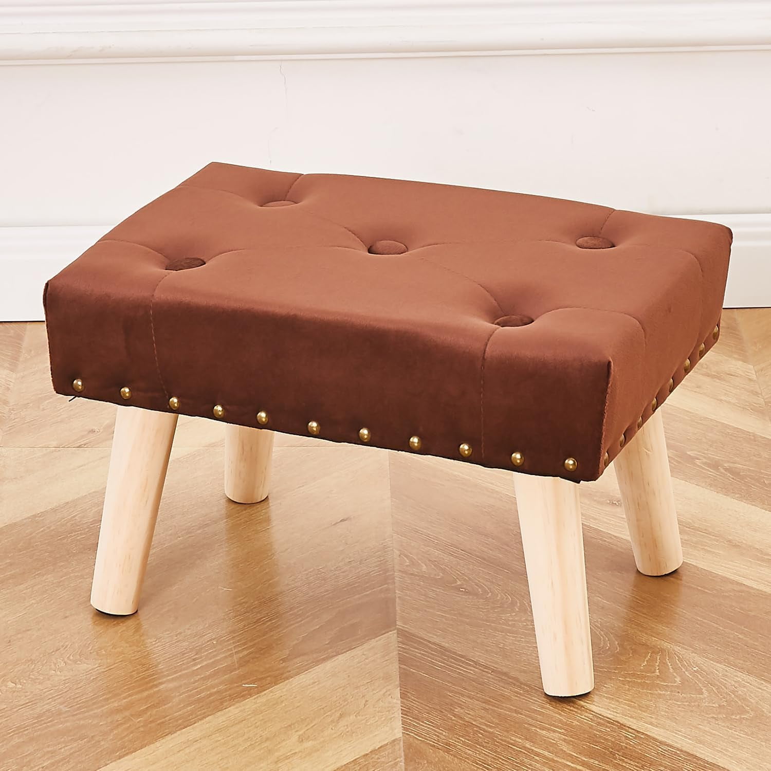 JUMBO CRAFTS Footstool Rectangle Ottoman Velvet Soft Footrest Ottoman ...
