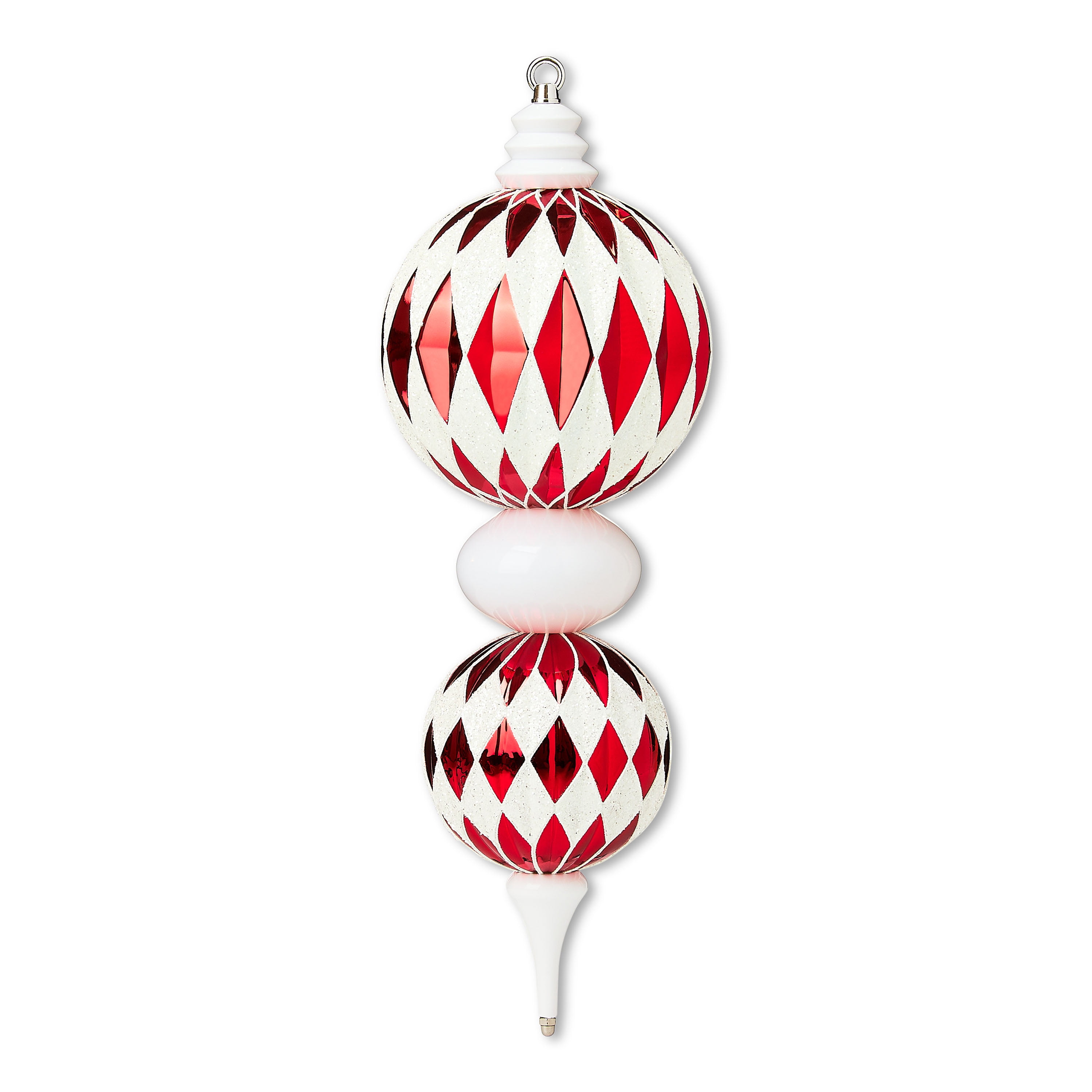 Red and White Jumbo Shatterproof Finial Christmas Ornament, 23", by ...