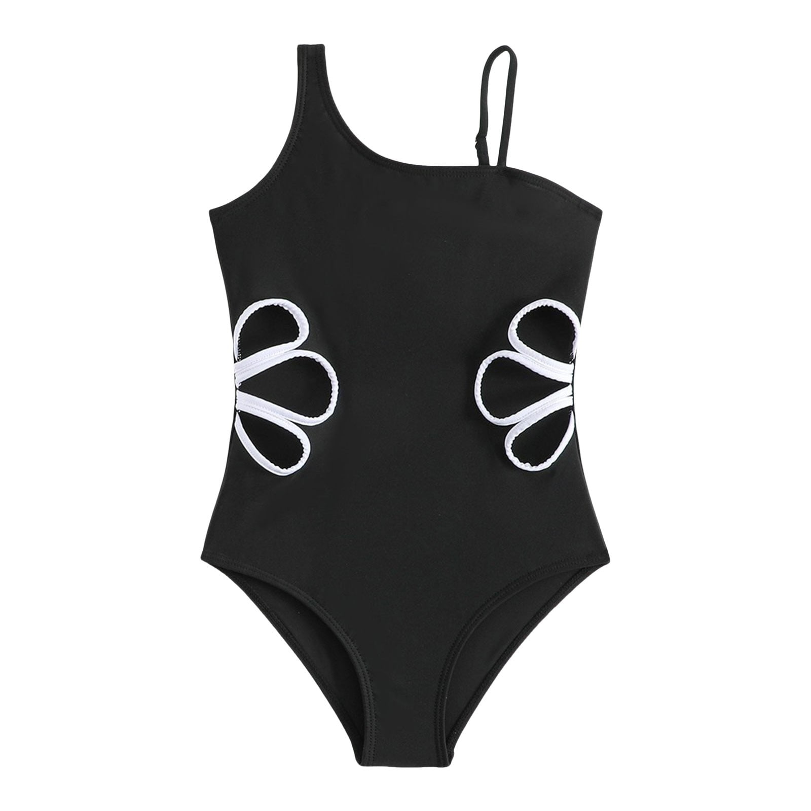 JUMESG One Shoulder Swimsuit Girls One Piece Cutout Bathing Suit for ...