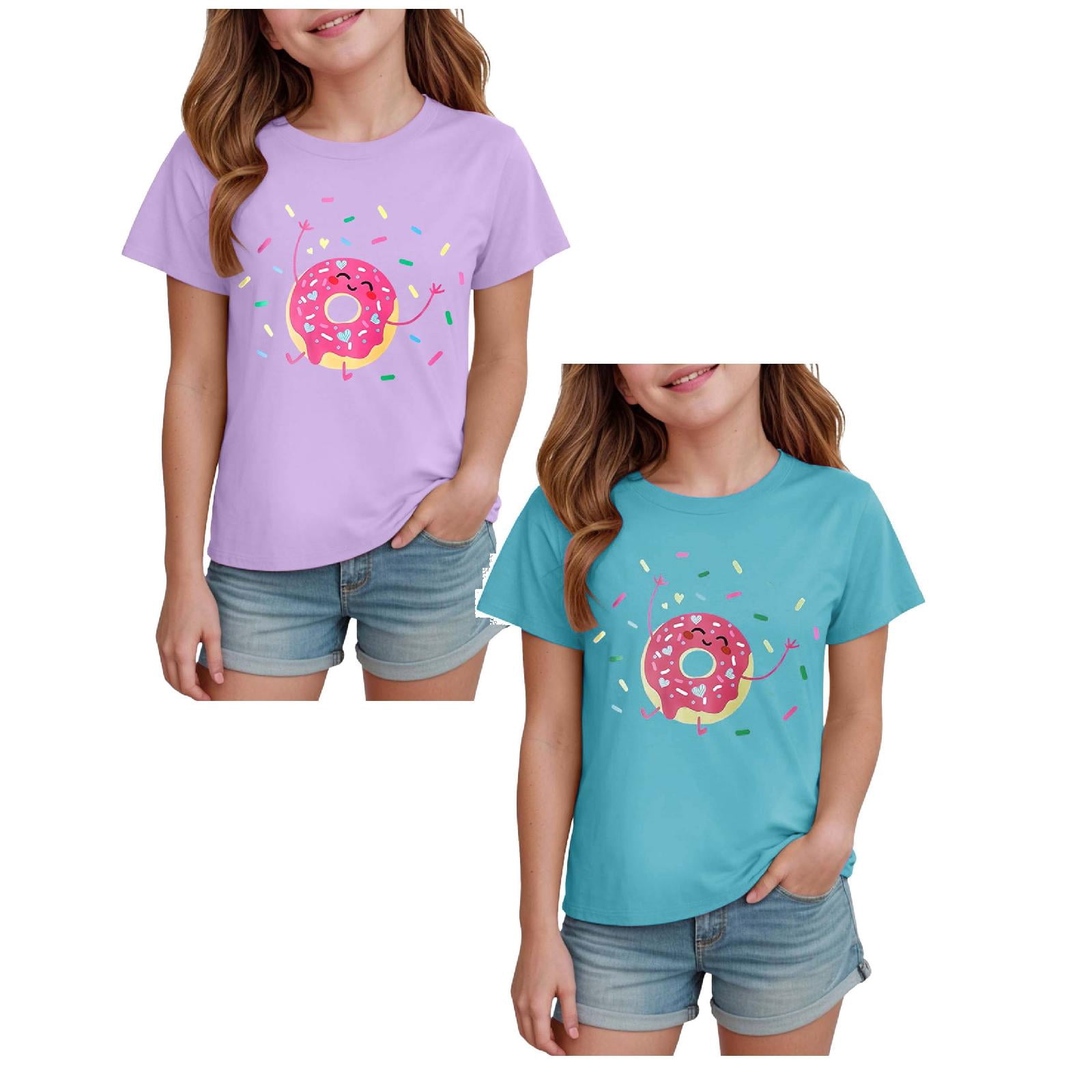 JUMESGU Girls Summer Tops Girls Short Sleeve Cotton Crew Neck T-Shirt ...