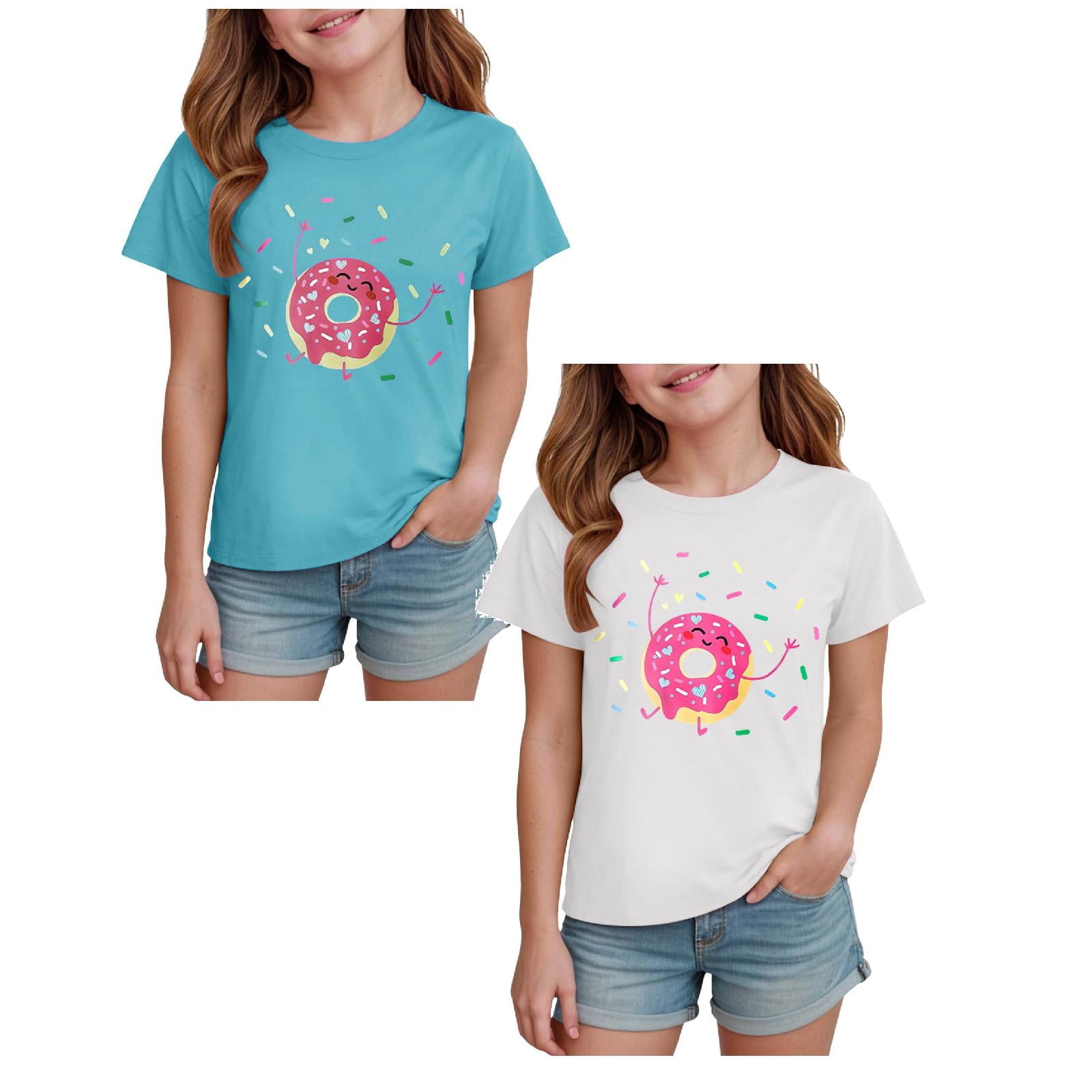 JUMESGU Girls Tshirts Girls Basic Plain T Shirts Kids Cotton Summer ...