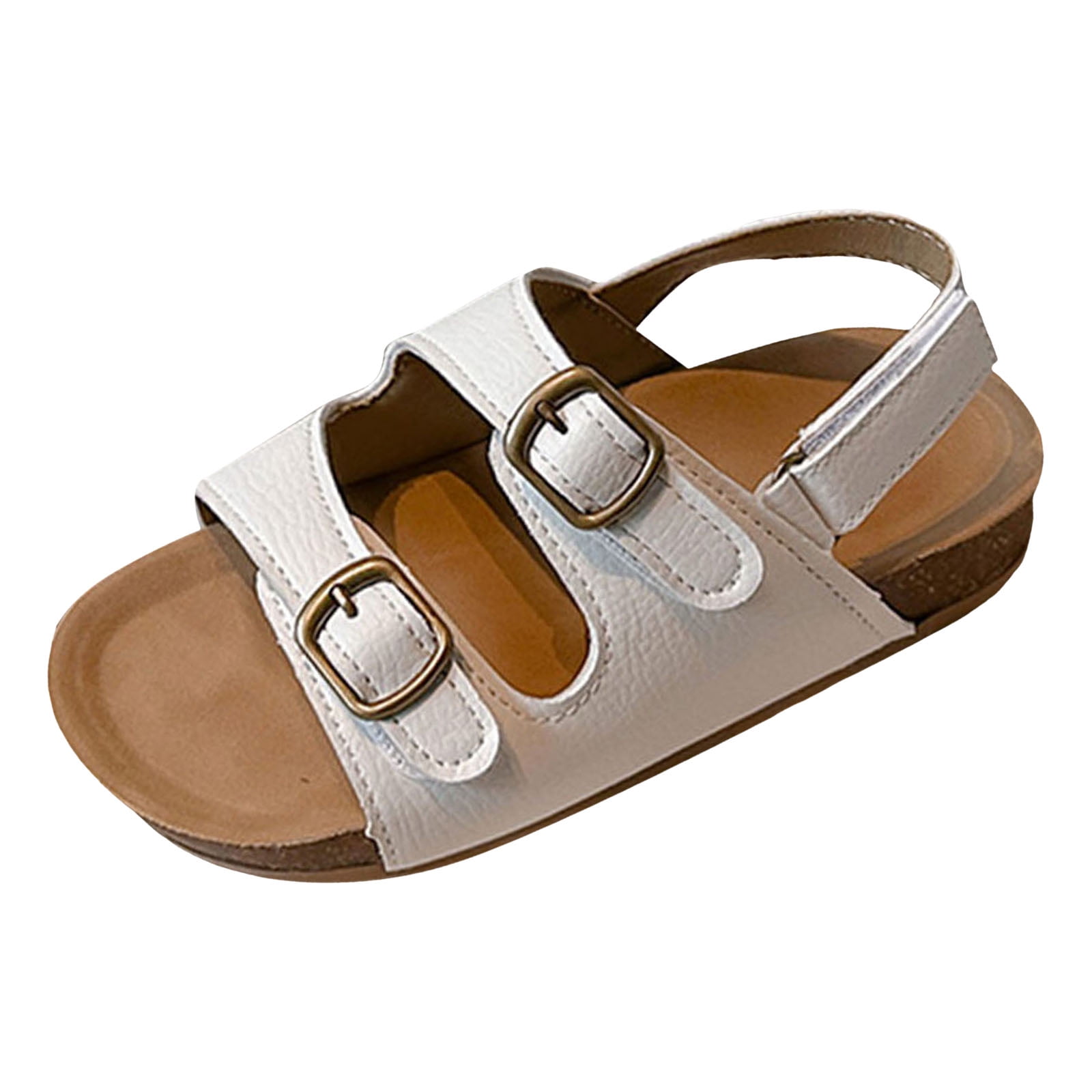 JUMESGU Kid Sandals Girls Comfort Cork Footbed Summer Slides Sandals ...