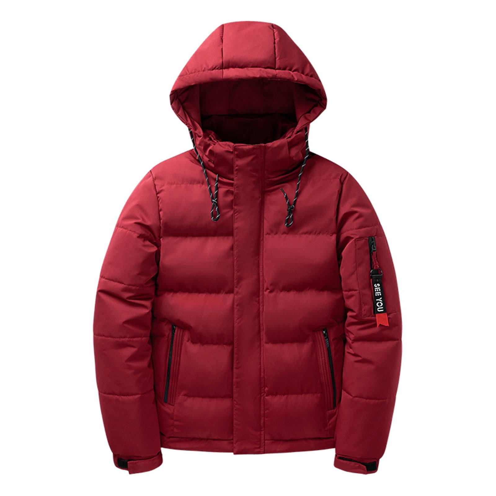 JUMESGU Men's Down Puffer Jacket with Hood Lightweight Puffy Hooded ...