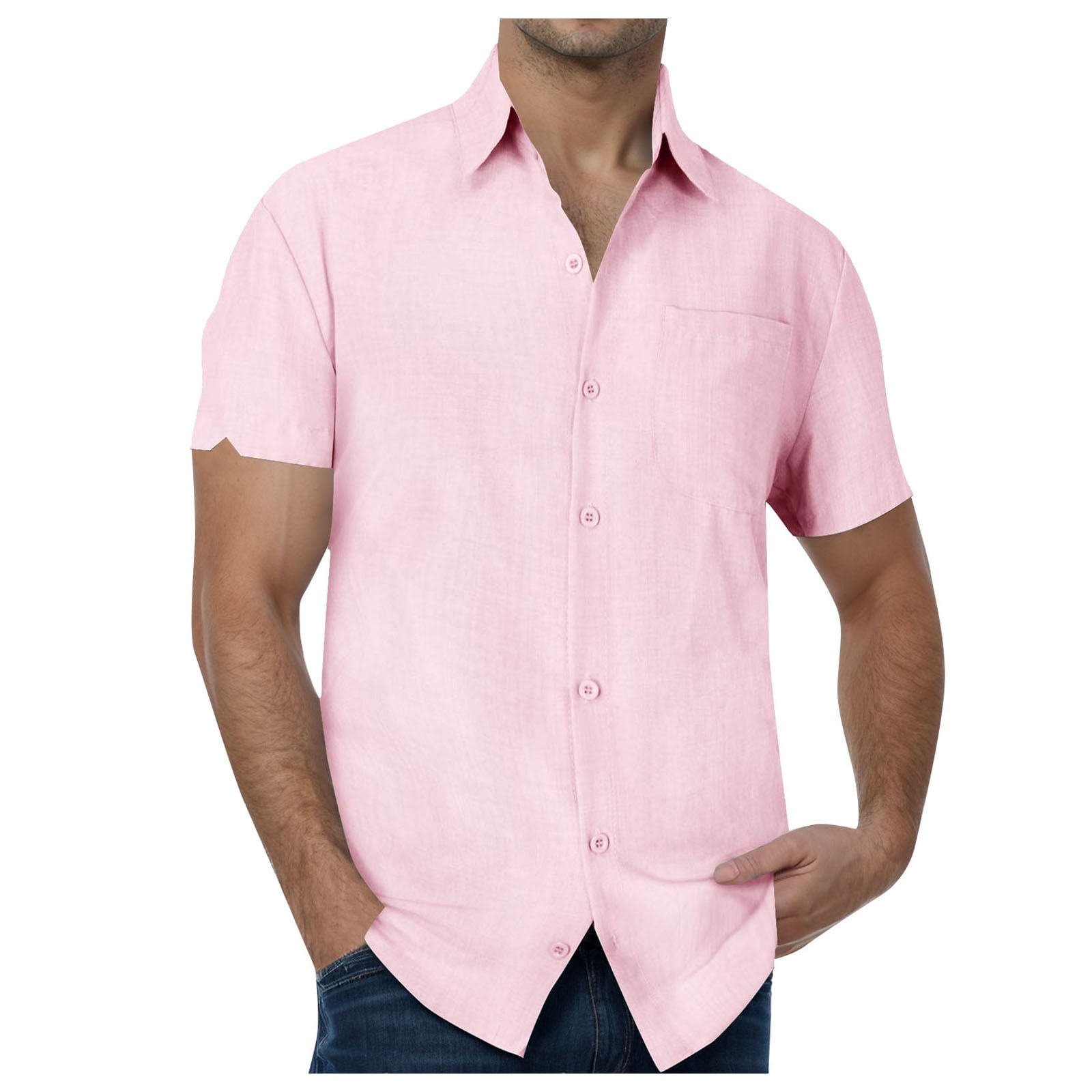 JUMESGU Men's Short Sleeve Dress Shirts Stretch Casual Button Down ...