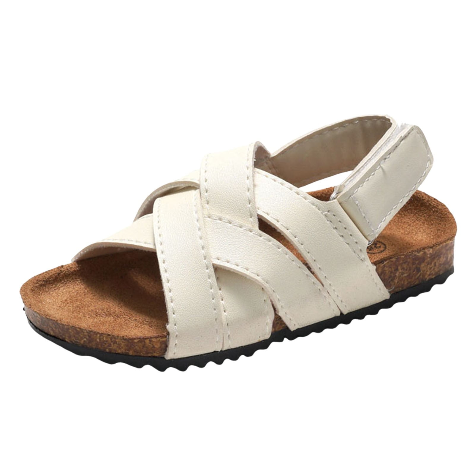 JUMESGU Toddler Kids Sandals Girls Cork Footbed Sandals with Adjustable ...