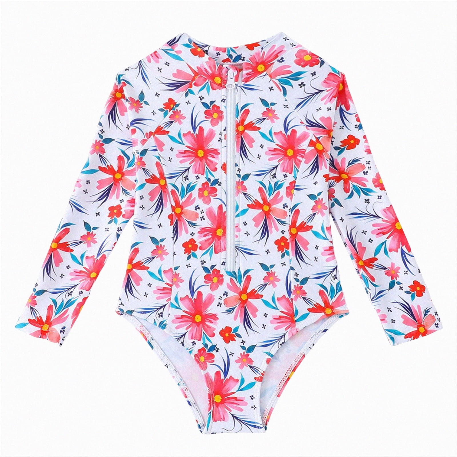 JUMEYU Girls Long Sleeve Swimsuit Girls One Piece Swimsuits Zipper Rash ...