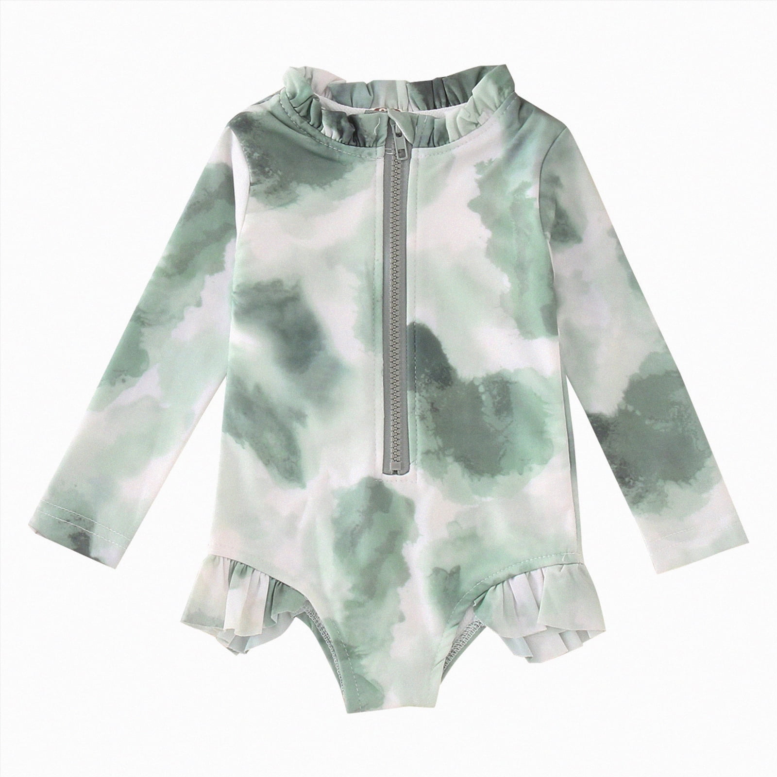 JUMEYU Newborn Girl Swimsuit Girls Long-Sleeved One-Piece Swimsuit ...