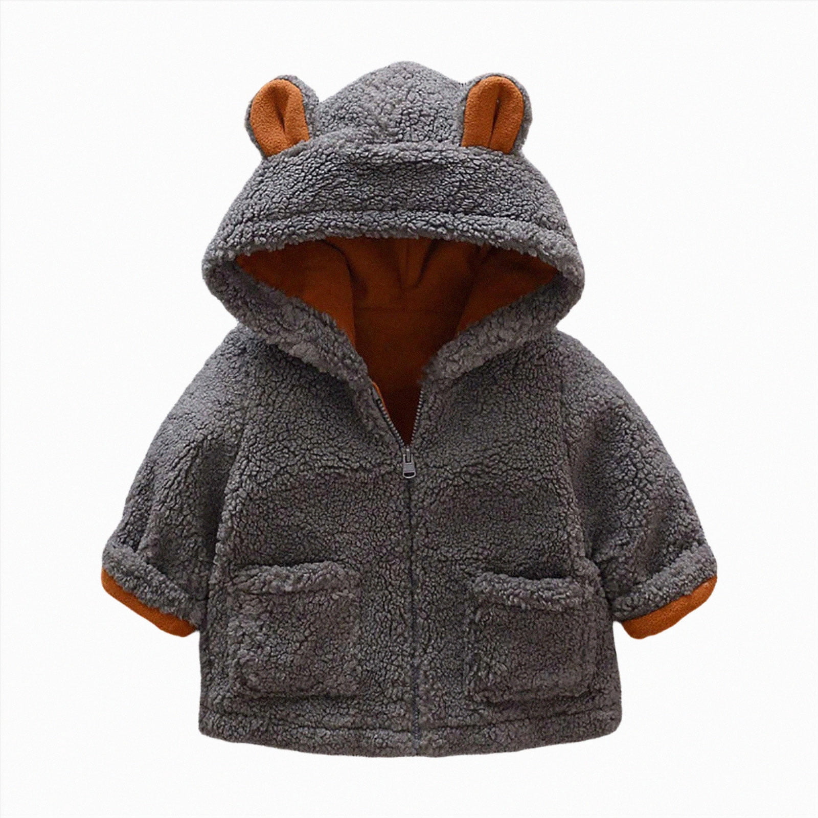 JUMEYU Toddler Fleece Jacket Toddler Girls Fuzzy Hooded Jacket with ...