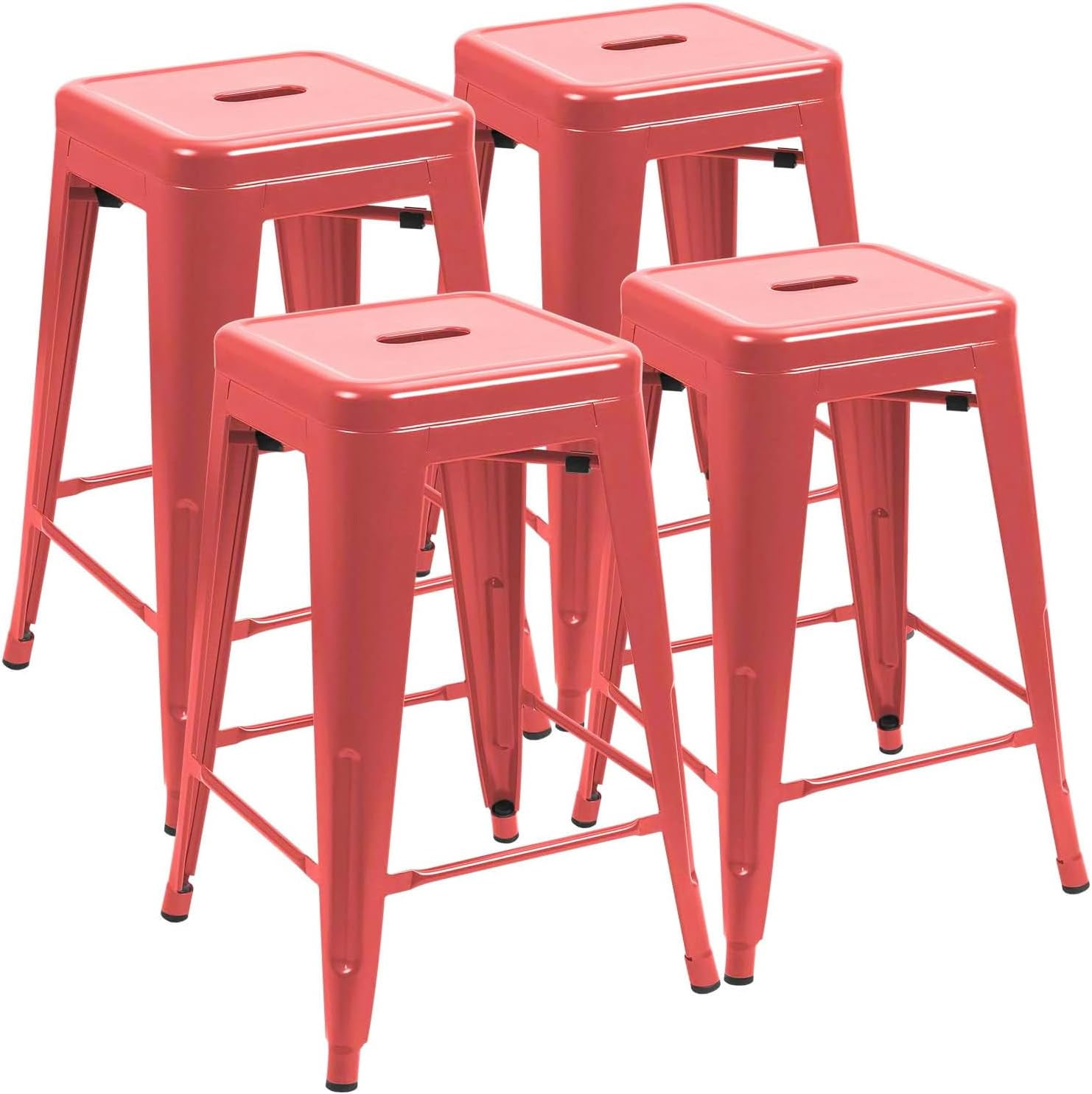 JUMMICO 24 Inches Metal Bar Stools Industrial Barstools Stackable High ...