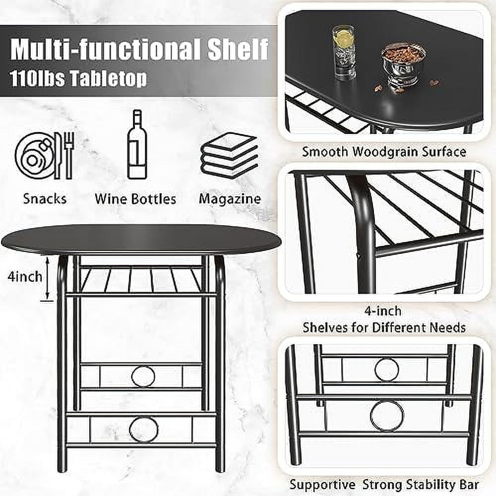 JUMMICO 3-Piece Wooden Round Table & Chair Set, Space Saving Kitchen ...