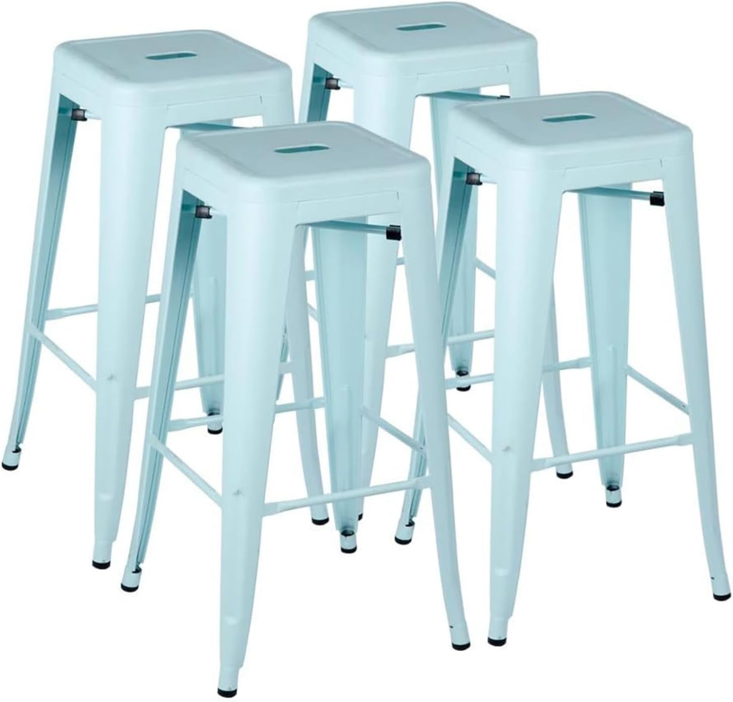 JUMMICO 30 Inches Metal Bar Stools Industrial Barstools Stackable High ...
