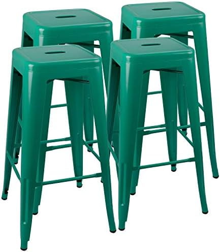 JUMMICO 30 Inches Metal Bar Stools Industrial Barstools Stackable High ...