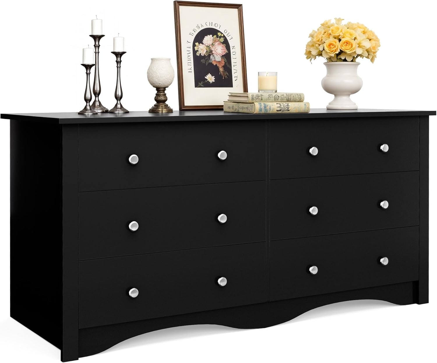JUMMICO Dresser for Bedroom, 6 Wood Dresser Drawers, Wide Chest of ...