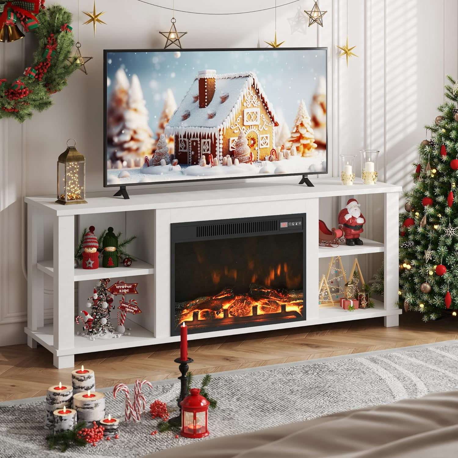JUMMICO Fireplace TV Stand with 23