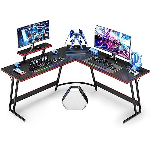 JUMMICO L Shaped Gaming Desk 51 Inch Pc Corner Table Computer Corner Desk with Monitor Stand for Home Office Sturdy Writing Workstation Large Black Walmart