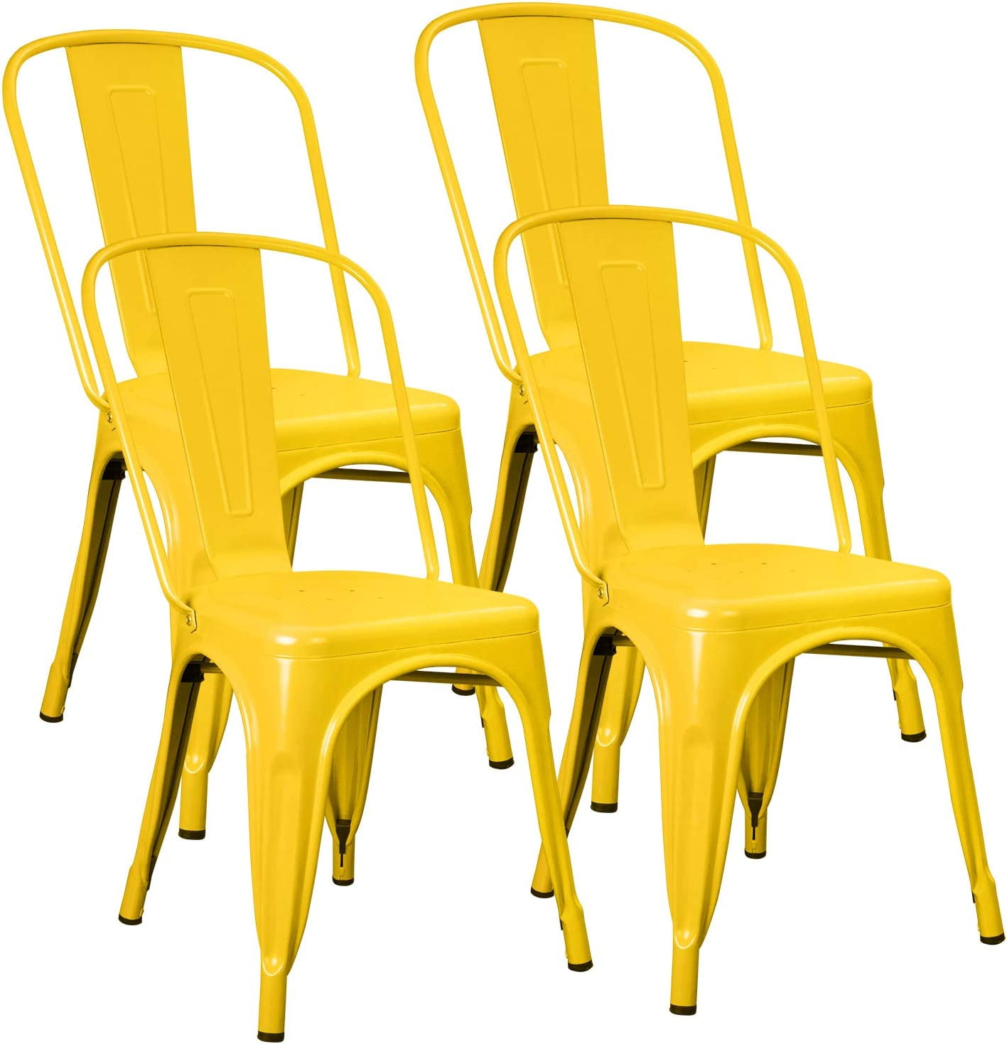 JUMMICO Metal Dining Chair Stackable Indoor Outdoor Industrial Vintage ...