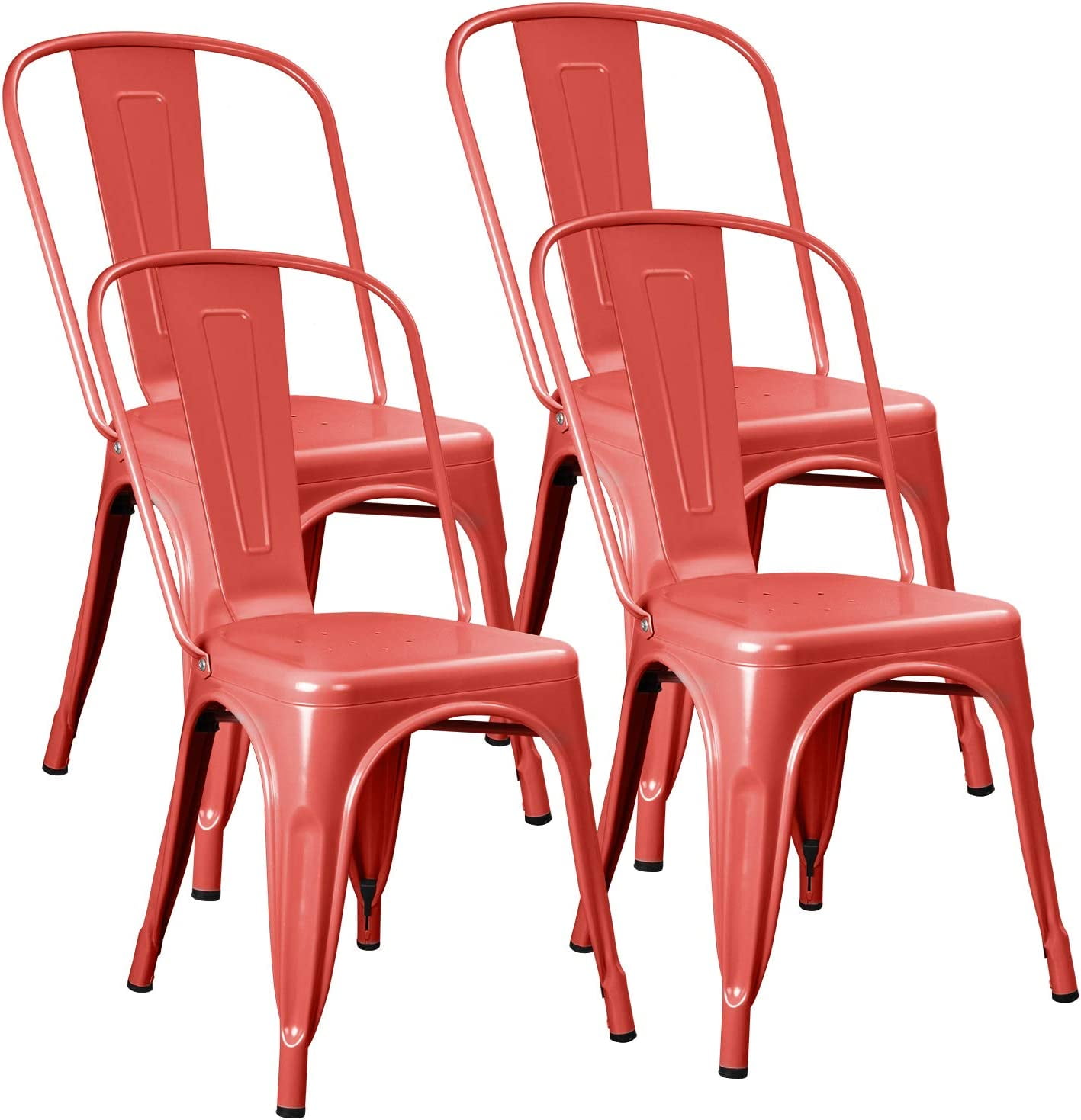 JUMMICO Metal Dining Chair Stackable Indoor Outdoor Industrial Vintage ...