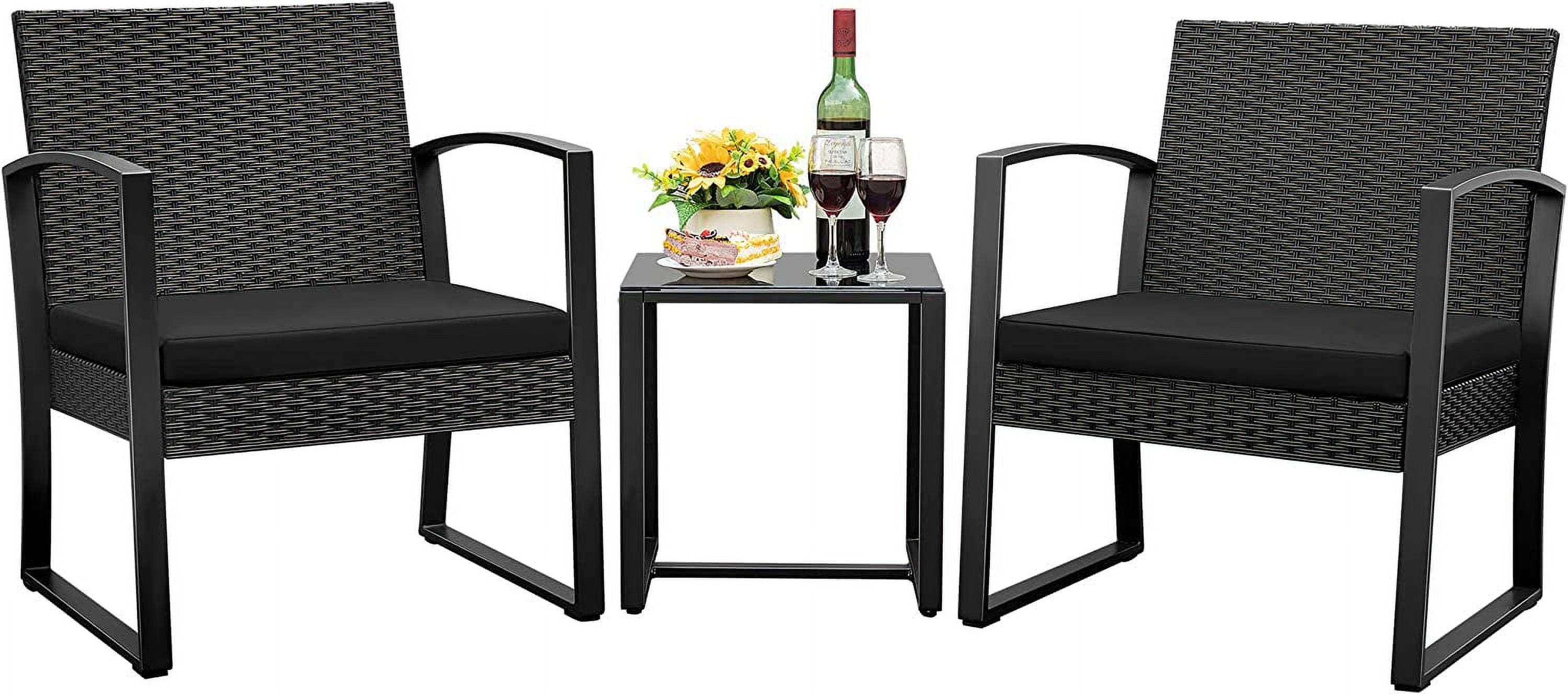 JUMMICO Patio Chairs 3 Piece Outdoor Furniture with All Weather Plastic ...