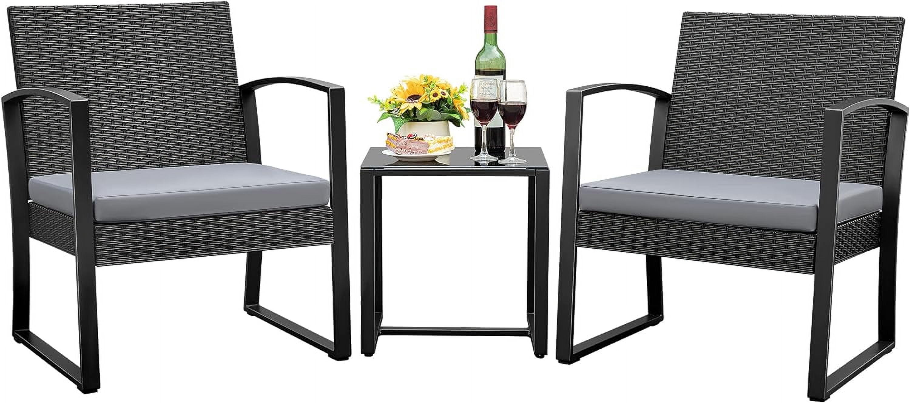 JUMMICO Patio Chairs 3 Piece Outdoor Furniture with All Weather Plastic ...