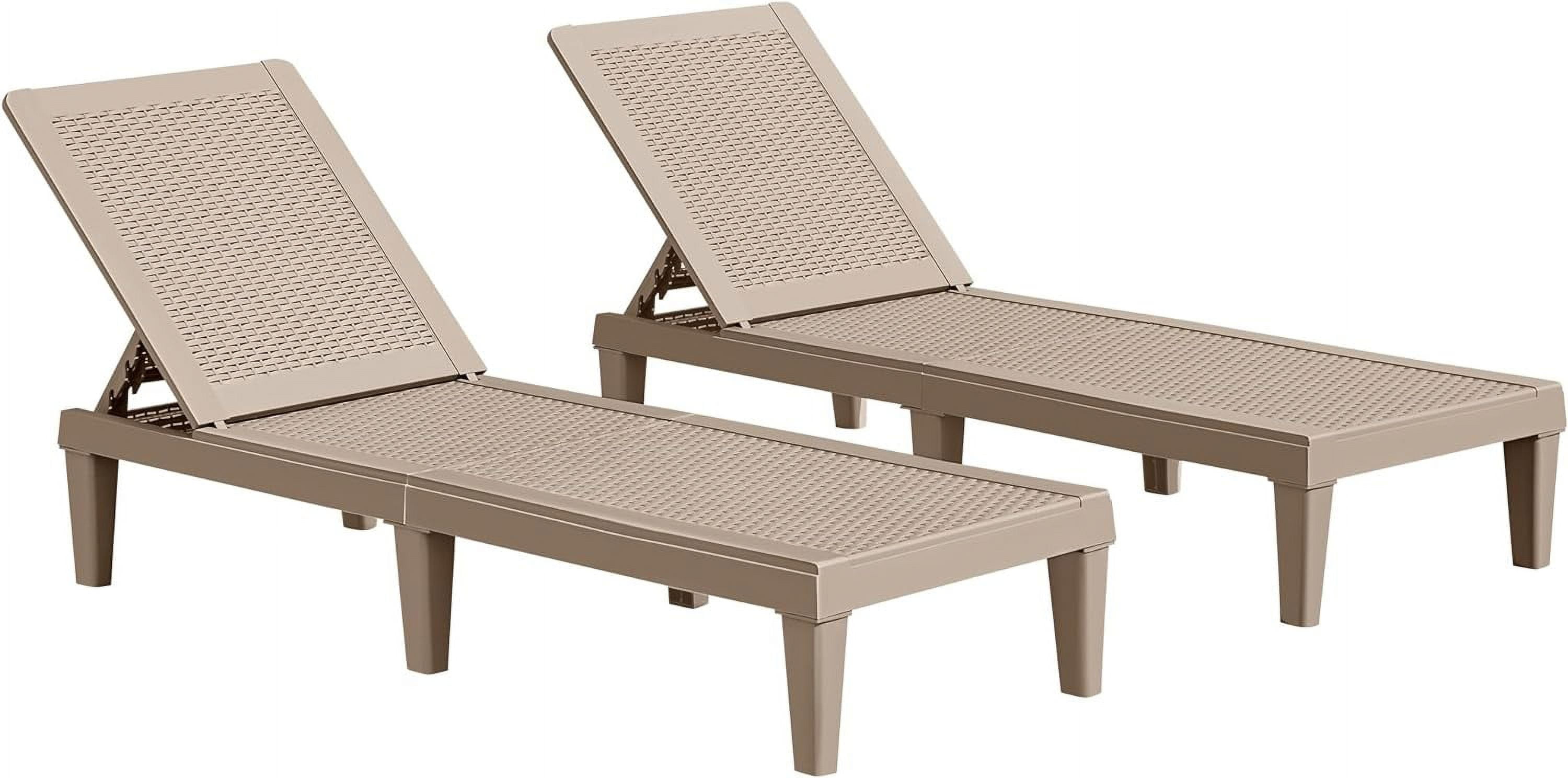 JUMMICO Patio Chaise Lounge Chair Set of 2 Outdoor PE Waterproof ...