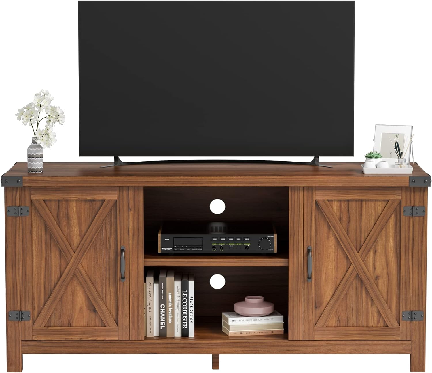 JUMMICO TV Stand for 65 Inch TV Farmhouse Entertainment Center with ...