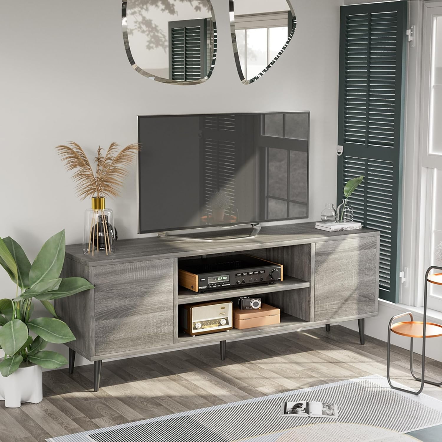 JUMMICO TV Stand for 65 Inch TV, Modern Entertainment Center with ...