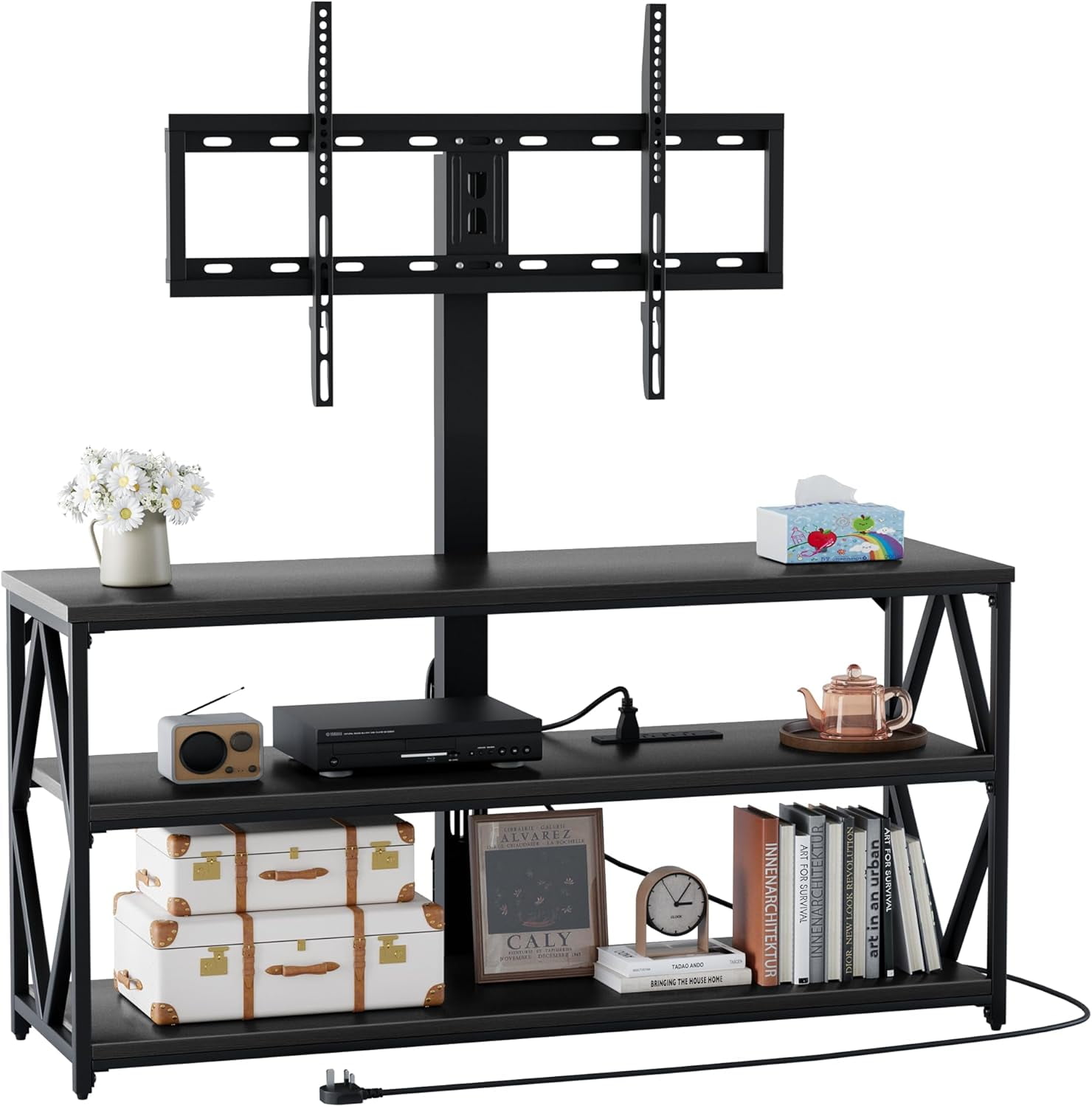 JUMMICO TV Stand with Mount and Power Outlet for 32-75 inch TVs ...