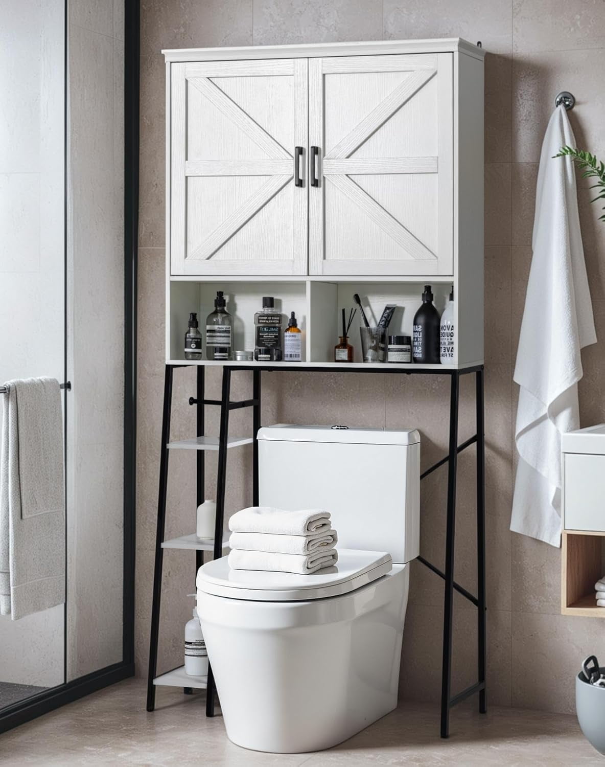 JUMMICO Over The Toilet Storage Cabinet, Bathroom Organizer with ...