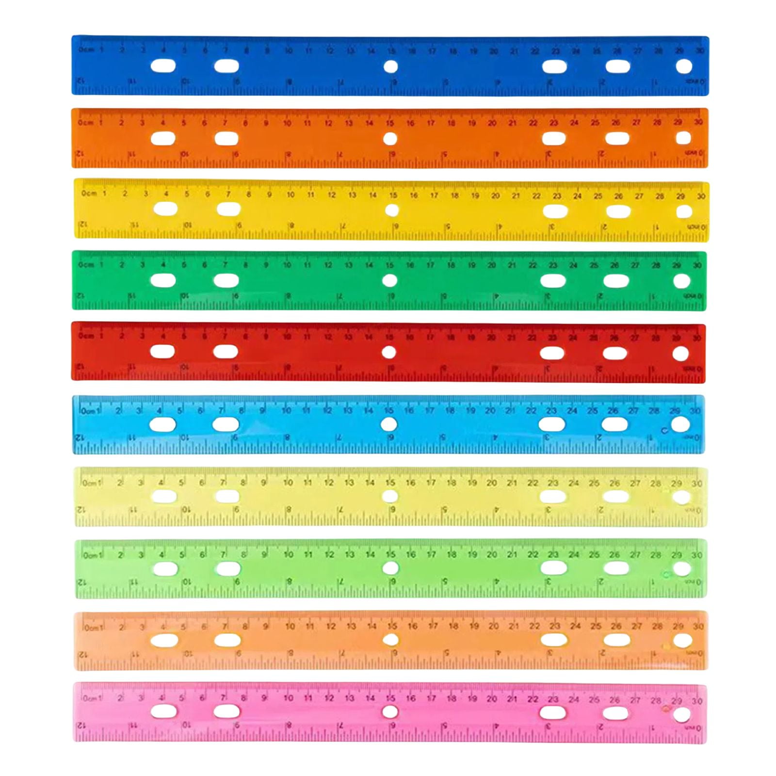 JUMNUYCUH 3Pcs Colored Clear Ruler, 12 Inch Plastic Ruler with ...