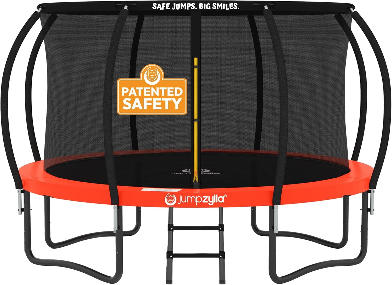 JUMPZYLLA 12FT Curved Enclosure, Double Sided Mat Trampoline with ...