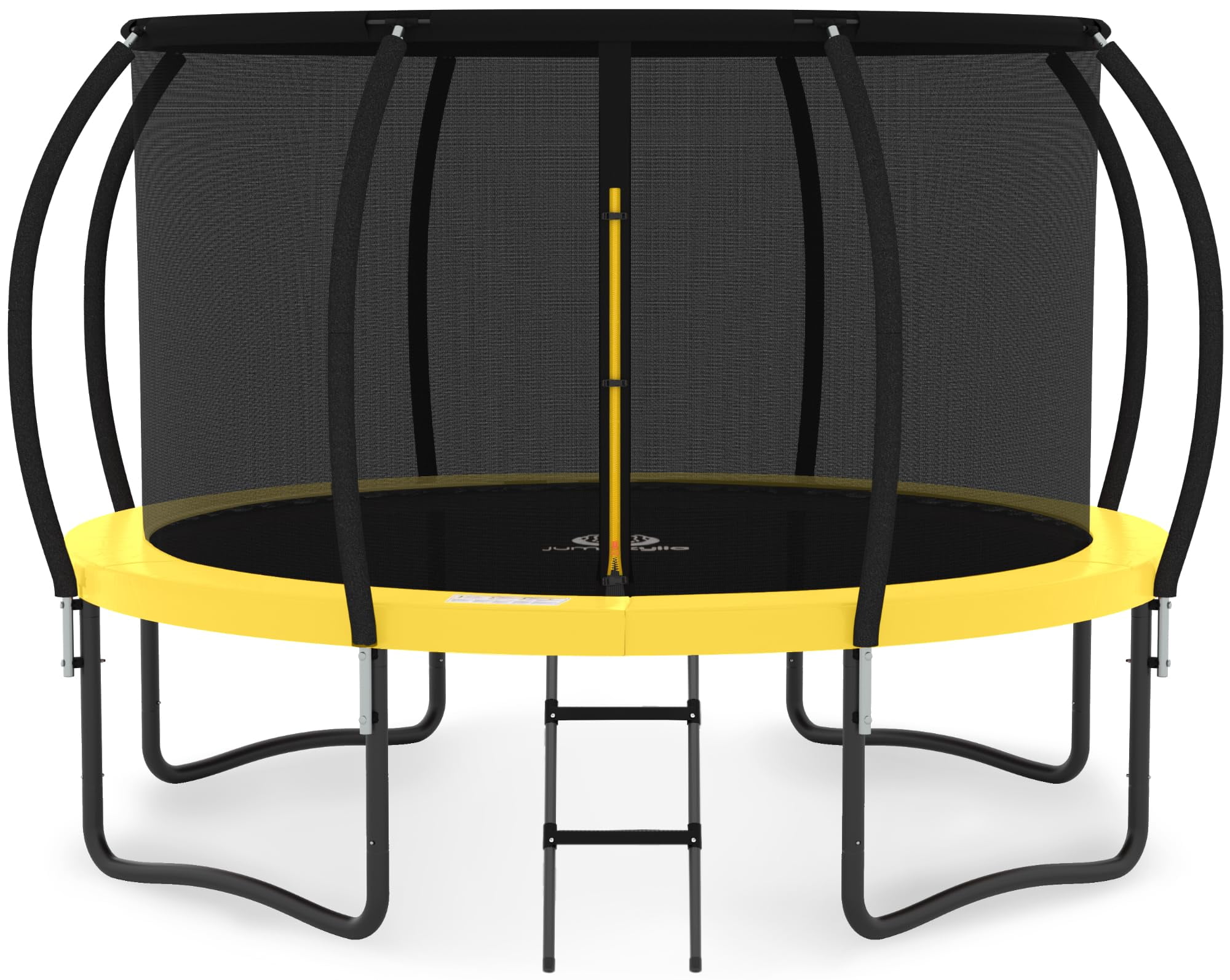 JUMPZYLLA 12FT Trampoline: Double Sided Mat, Curved Poles, Ladder, Anti ...