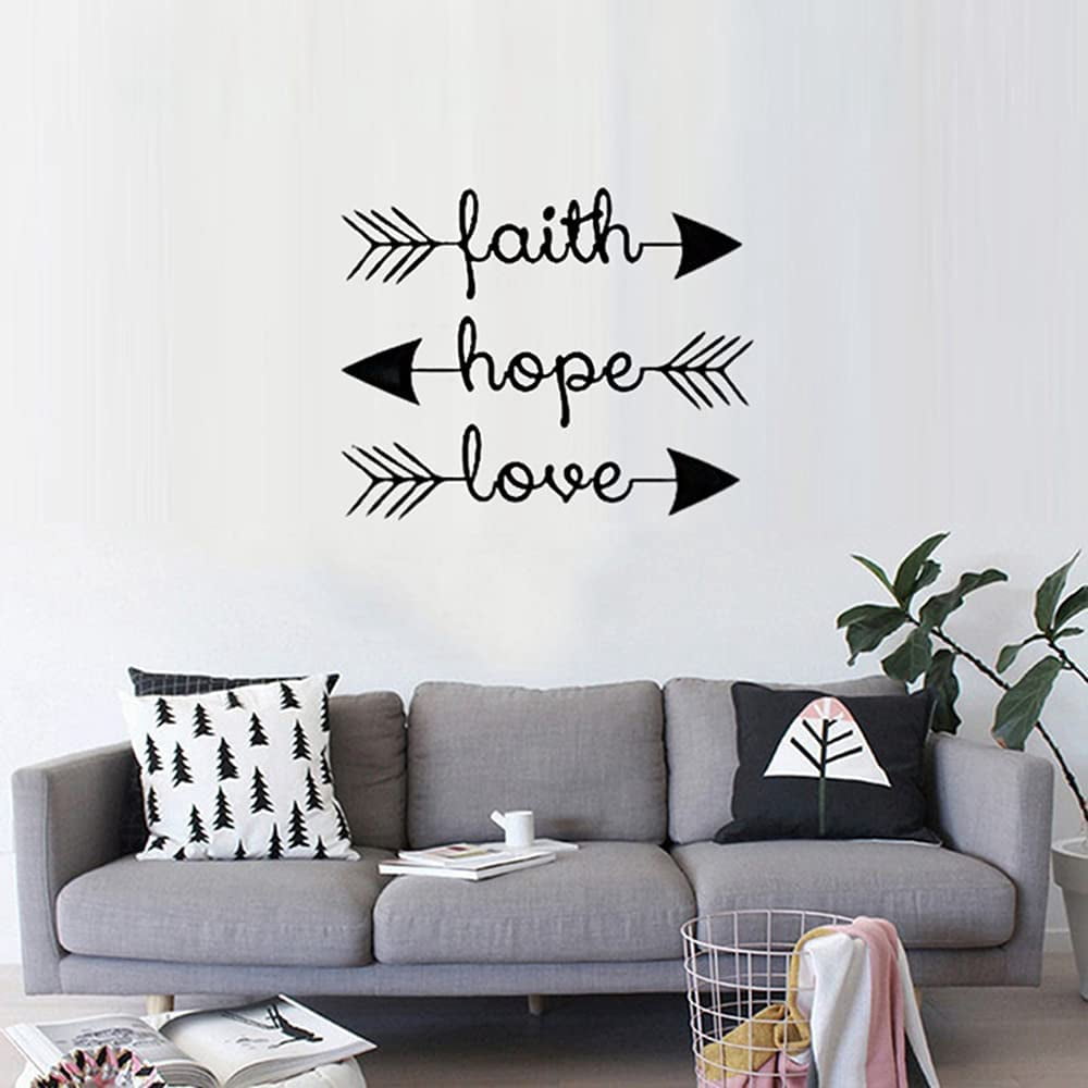 JUMRHFAN 16.5 x 23.5 inches Faith Love Hope Quotes Wall Stickers Decals ...