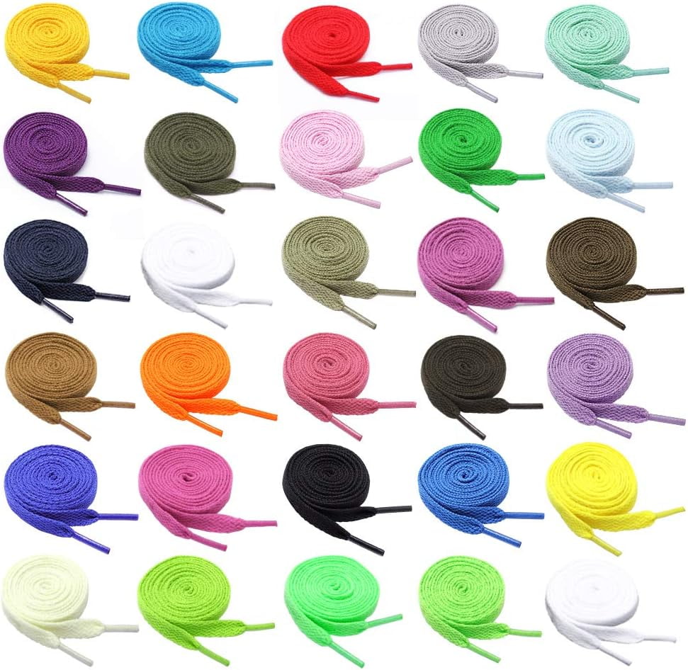 JUMRHFAN 30 Pairs Shoe Laces Bulk Cotton Assorted Colored Shoelaces ...