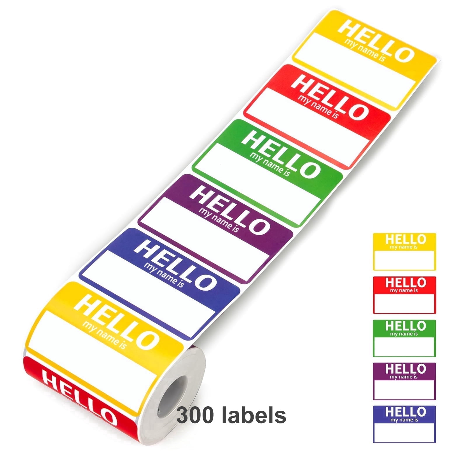 JUMRHFAN 300 Pcs 3.62 * 2.25 inches Name tag Labels Stickers Hello My ...