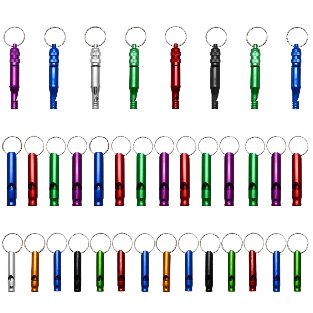 JUMRHFAN 36PCS Extra Loud Aluminum Whistle with Key Chain, 3 Sizes ...