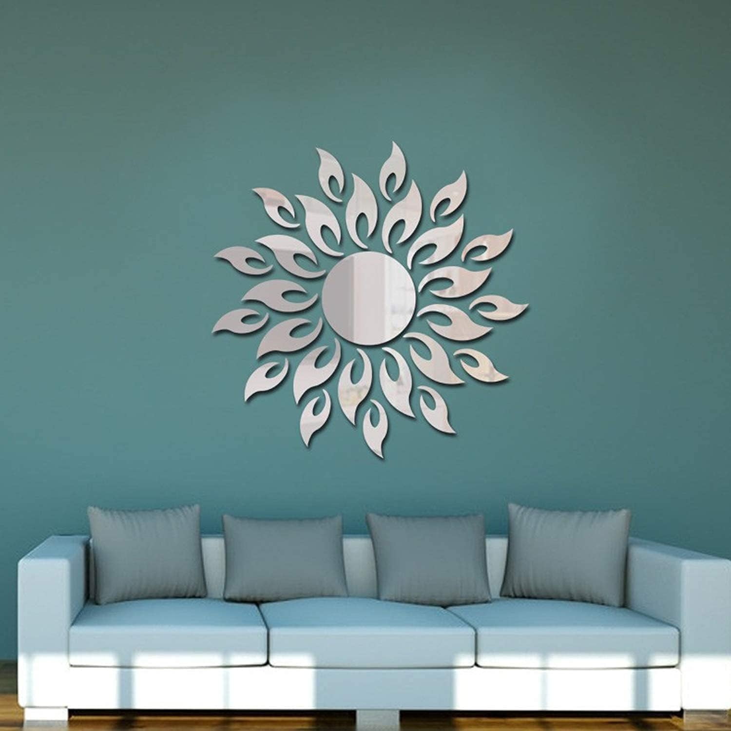 JUMRHFAN 3D Acrylic Mirror Wall Stickers, Sunflower Self-Adhesive Wall ...