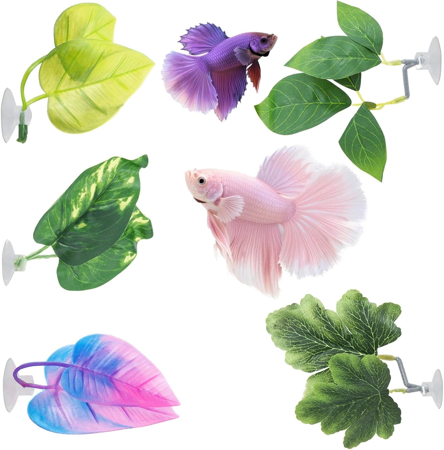 JUMRHFAN 5 PCS Betta Fish Leaf Pad, Betta Bed Leaf Hammock, Realistic ...