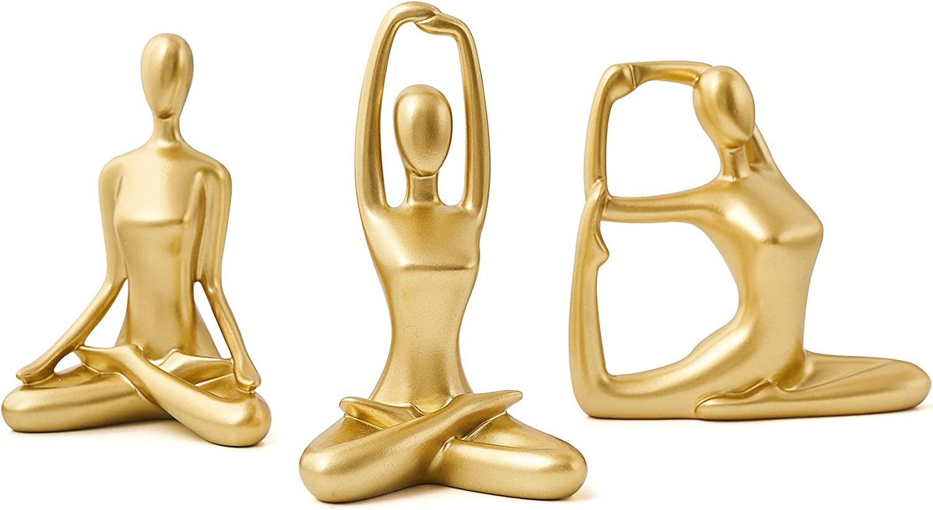 JUMRHFAN Set of 3 Gold Yoga Spiritual Decor, Yoga Statue for Living ...