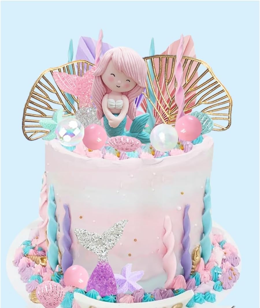 JUMRHFAN 32Pcs Mermaid Cake Topper, Under The Sea Cake Toppers Set with ...