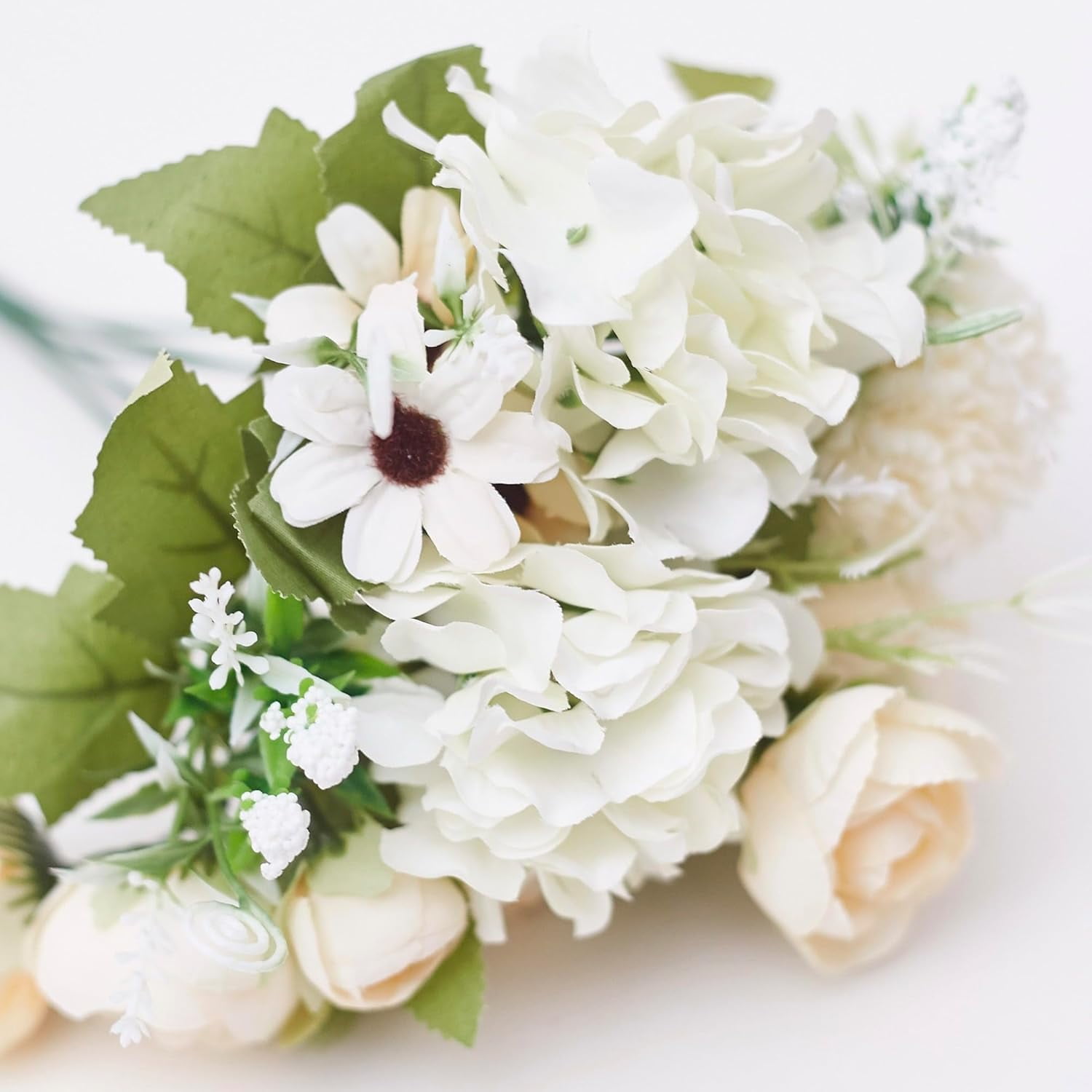 JUMRHFAN – Silk Artificial Flower Bouquet (Peony Rose Hydrangea Foliage ...