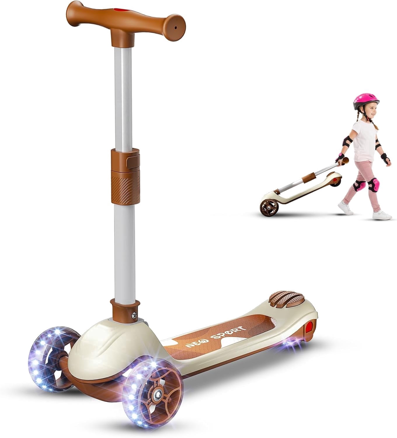 JUNLING Kick Scooter for Kids, Toddler Scooter with 3 Light Up Wheels ...