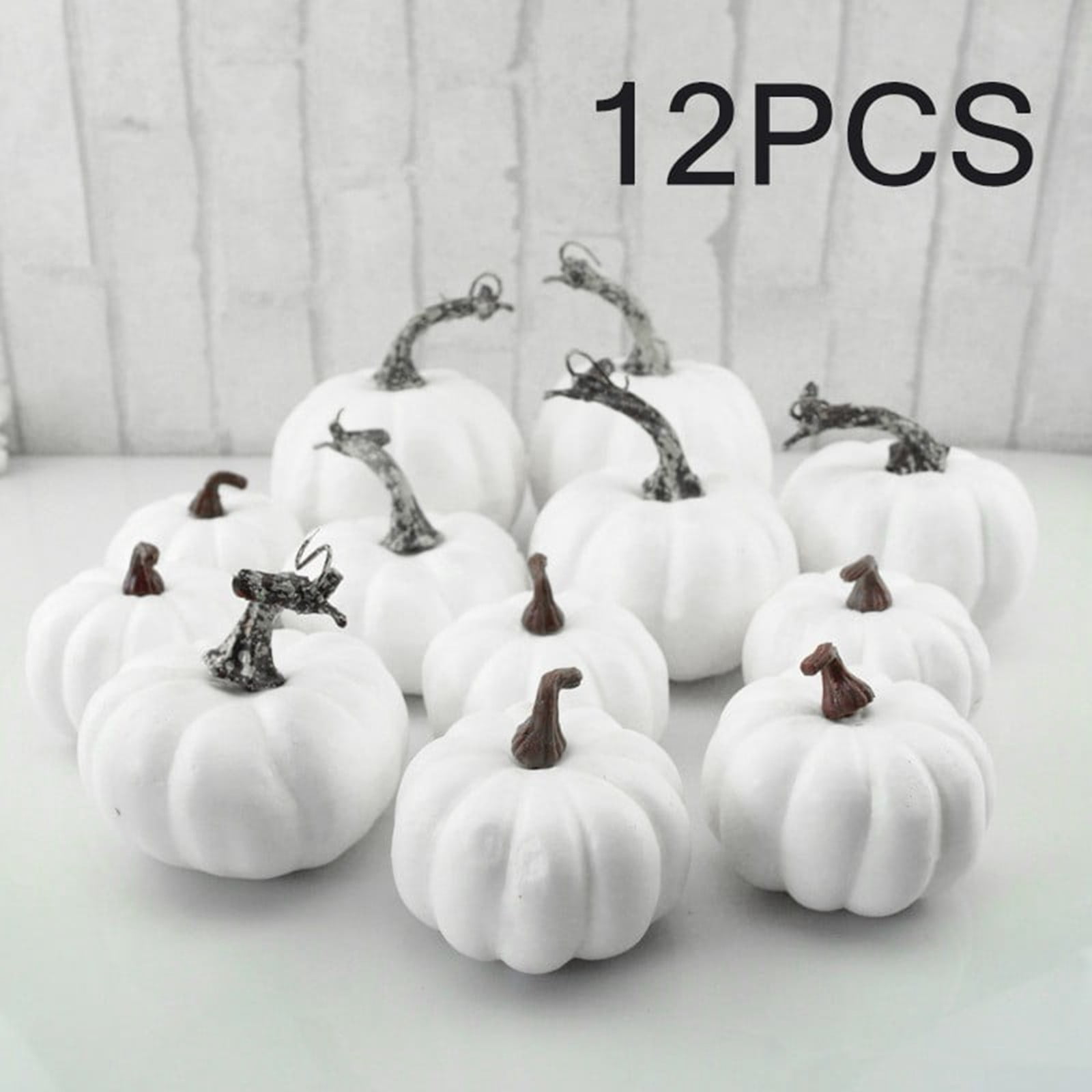 JUNBYONE 12 Pcs Thanksgiving Table Decorations Artificial Pumpkins ...
